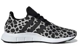 Adidas Swift Run Leopard Print Sneakers - Black