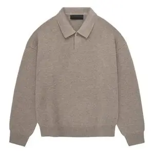 Fear Of God Fw23 Knit Polo Shirt 'core Heather - Brown/grey