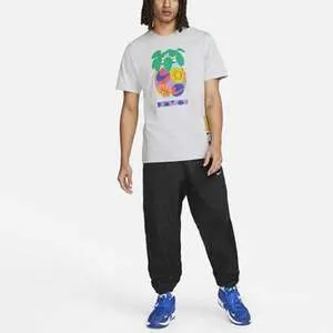 Nike Smiling Face Pattern Printing Logo Breathable Round Neck Short Sleeve Gray T-shirt