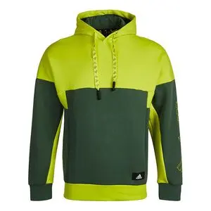 Adidas Colorblock Knit Hoodie With Graphic Detail - Green