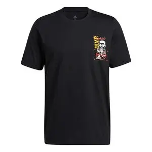 Adidas Don Avt. Rook Basketball Sports Printing Round Neck Short Sleeve - Black