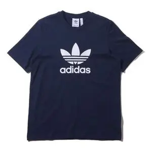Adidas Originals Trefoil Tee Colleage Alphabet Printing Breathable Short Sleeve Blue - Navy