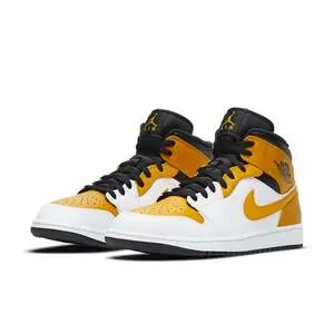 JORDAN 1 Mid Sneakers - White/black/university Gold