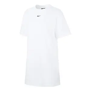 Nike Essential Logo Embroidery Knitted Short Sleeve Dress - White
