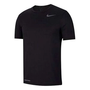 Nike Pro Solid Color Casual Printing Round Neck Pullover Short Sleeve - Black