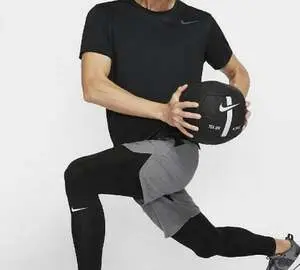 Nike Pro Solid Color Casual Printing Round Neck Pullover Short Sleeve - Black