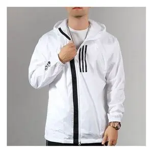 Adidas Sporty Zip-up Hooded Jacket - White