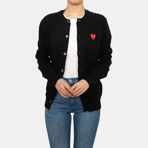 Play Comme Des Garcon Red Emblem Cardigan
