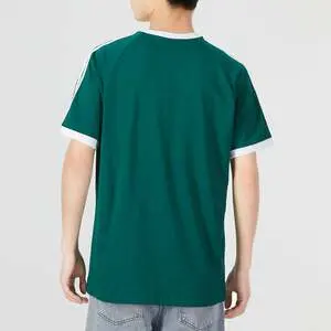 Adidas Originals 3-stripes Tee Casual Round Neck Loose Logo Stripe Short Sleeve Green - Multi-color