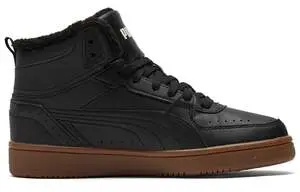 PUMA Rebound Joy Mid Top Sneakers With Fur Trim - Black