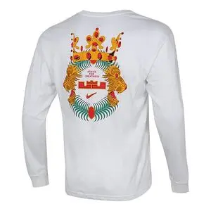 Nike Lbj Nk Lion Ls Max90 Tee Alphabet Printing Sports Round Neck Long Sleeves White T-shirt - Default Color