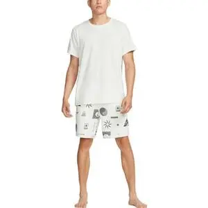 Nike Yoga Dri-fit Solid Color Back Pattern Printing Round Neck Training Sports Short Sleeve White T-shirt - Multi-color