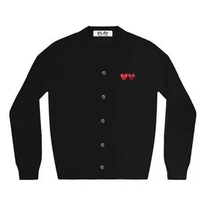 Play Comme Des Garcon Double Emblem Cardigan - Black