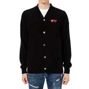 Play Comme Des Garcon Double Emblem Cardigan