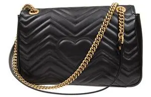 Gucci Marmont Matelasse Shoulder Bag - Black