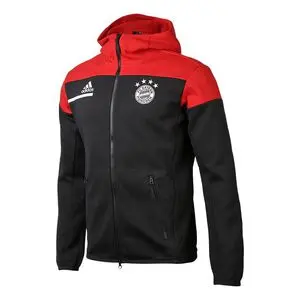 Adidas Bayern Munich Soccer/football Sports Hooded Jacket - Blackred