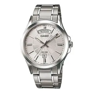 Casio Stainless Steel Quartz Analog Watch With Day And Date - Silvergray