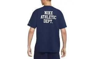 Nike Logo Alphabet Printing Round Neck Short Sleeve Deep Navy Blue T-shirt - Default Color