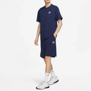Nike Logo Alphabet Printing Round Neck Short Sleeve Deep Navy Blue T-shirt - Default Color