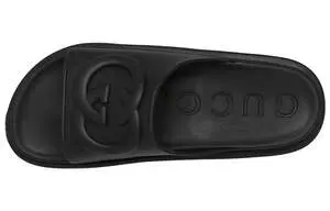 Gucci Rubber Interlocking G Slide Sandal - Black