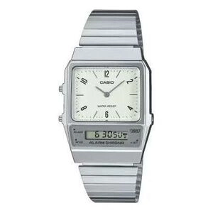 Casio Dual Time Water Resistant Stainless Steel Band Watch - Silver