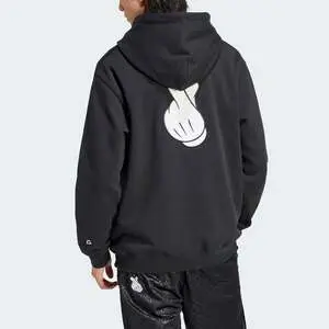 Adidas Originals X Mickey Mouse Appliqué Cotton Hoodie - Black