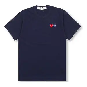 Play Comme Des Garcon Basic T-shirt Two Emblems - Navy