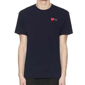 Play Comme Des Garcon Basic T-shirt Two Emblems - Navy