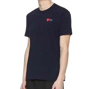 Play Comme Des Garcon Basic T-shirt Two Emblems - Navy