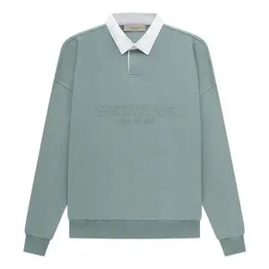 Fear Of God Waffle Long Sleeve Polo Shirt - Blue/grey