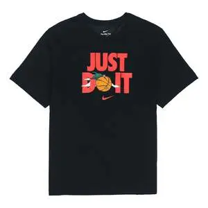 Nike Just Do It Alphabet Printing Round Neck Short Sleeve Black - Multi-color