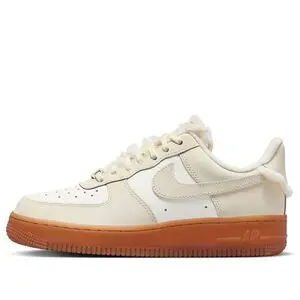 Nike Force 1 Low 'sail Gum Faux Fur' Sneakers - Beige Sail/gum