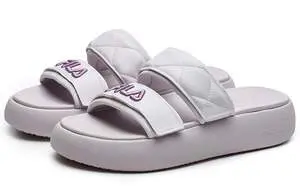 FILA Quilted Strap Slides With Thick Sole
