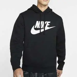 Nike Club Fleece Printed Hoodie - Black