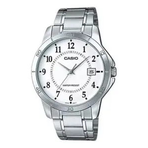 Casio Stainless Steel Link Water Resistant Quartz Watch - White