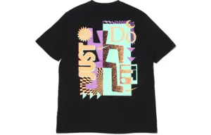 Nike Contrasting Colors Large Logo Casual Sports Round Neck Short Sleeve Black T-shirt - Multi-color