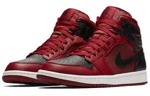 JORDAN 1 Mid Reverse Banned Sneakers - Team Red/black-summit White