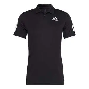 Adidas Solid Color Logo Tennis Sports Short Sleeve Polo Shirt Black - Multi-color