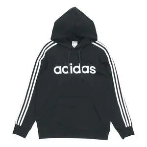 Adidas Velour Hoodie With Logo And Three-stripes Detail - Black