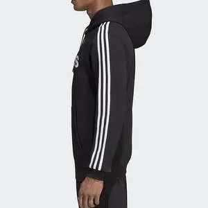 Adidas Velour Hoodie With Logo And Three-stripes Detail