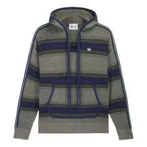 Adidas X Clot Striped Hoodie - Trace Khaki/tech Indigo