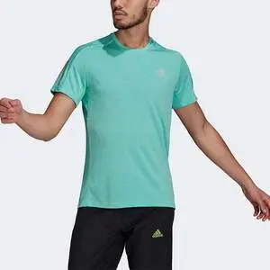 Adidas Own The Run Tee Reflective Running Sports Breathable Round Neck Short Sleeve - Green