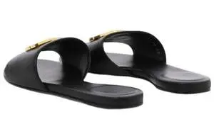 Balenciaga Groupie Sandals With Gold Tone Bb Logo - Black/gold
