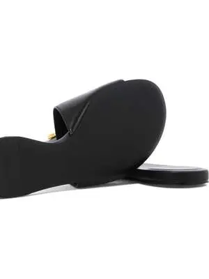 Balenciaga Groupie Sandals With Gold Tone Bb Logo - Black/gold