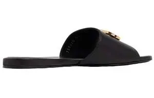 Balenciaga Groupie Sandals With Gold Tone Bb Logo - Black/gold