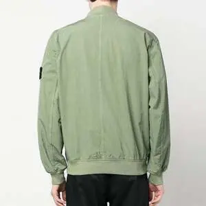Stone Island Cupro Cotton Twill Bomber Jacket - Green