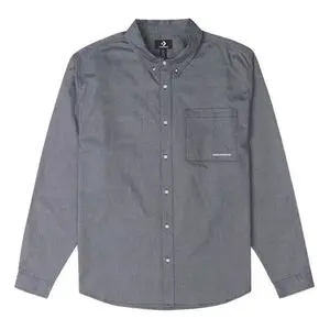 CONVERSE Oxford Button Up Shirt Asia Sizing 'grey Blue - Grey/blue