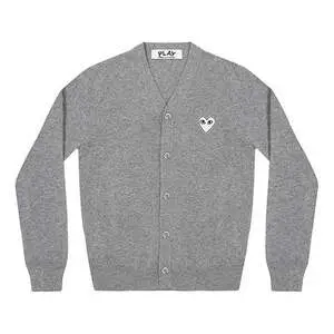 Play Comme Des Garcon Cardigan With Heart Appliqu - Light Grey