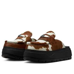 JORDAN Cow Print Platform Mules - Black/baroque Brown/metallic Silver
