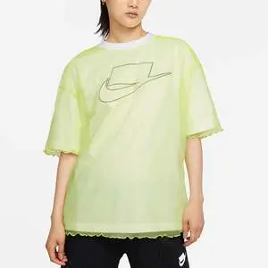 Nike Tulle Short Sleeve Top - Yellow